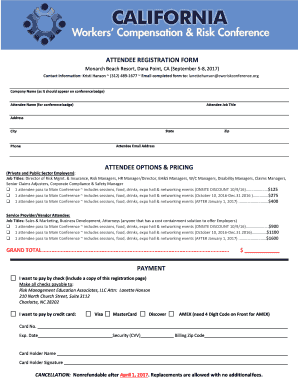 Fillable Online ATTENDEE REGISTRATION FORM - files.constantcontact.com Fax Email Print - pdfFiller