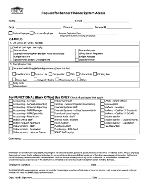 Fillable Online uncw Banner Finance Access Form Fax Email Print - pdfFiller