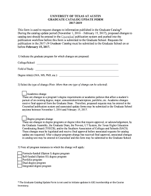 Fillable Online gradschool utexas Form Draft 10 18 16 Fax Email Print - pdfFiller
