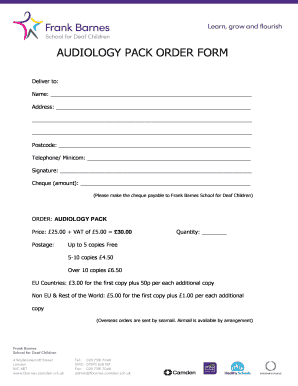 Fillable Online fbarnes camden sch audiology pack order form - Frank ...