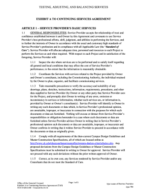 Fillable Online uh EXHIBIT A TO CONTINUING SERVICES AGREEMENT ARTICLE 1 ...