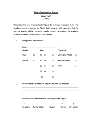Fillable Online ucalgary Post-Evaluation Form - University of Calgary ...