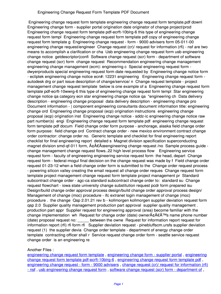 Fillable Online etsuv Engineering Change Request Form Template PDF ...