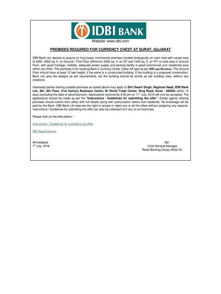 Fillable Online Website: www.idbi Fax Email Print - pdfFiller