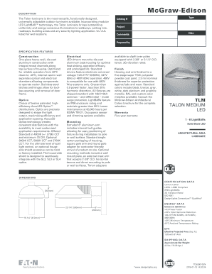 Fillable Online McGraw-Edison TLM Talon Medium LED. McGraw-Edison Specification Sheet Fax Email ...