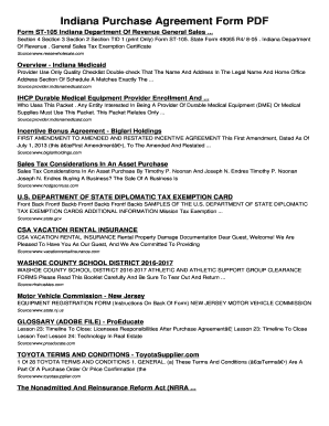 Fillable Online avlib mx Indiana Purchase Agreement Form PDF. Indiana ...