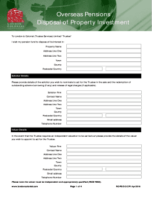 Fillable Online Disposal of Property Investment - London & Colonial Fax ...