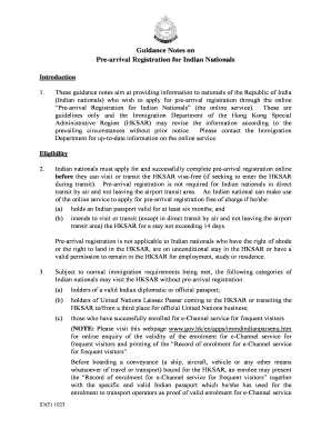 Fillable Online Pre-arrival Registration for Indian Nationals Fax Email ...