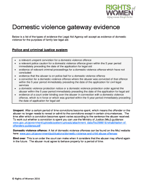 Fillable Online Domestic violence gateway evidence Fax Email Print - pdfFiller