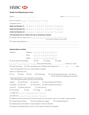 Fillable Online Credit Card Maintenance Form - hsbc.com.bh Fax Email ...