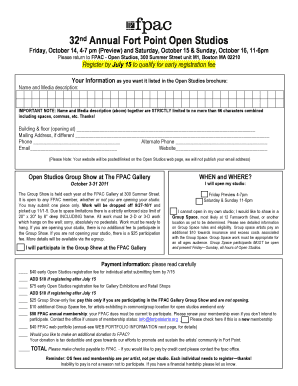 Fillable Online fortpointarts 32nd Annual Fort Point Open Studios Fax ...