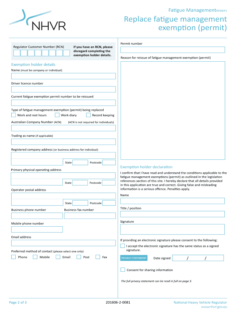 Fillable Online Fatigue ManagementRFMEP1 Replace fatigue management ...