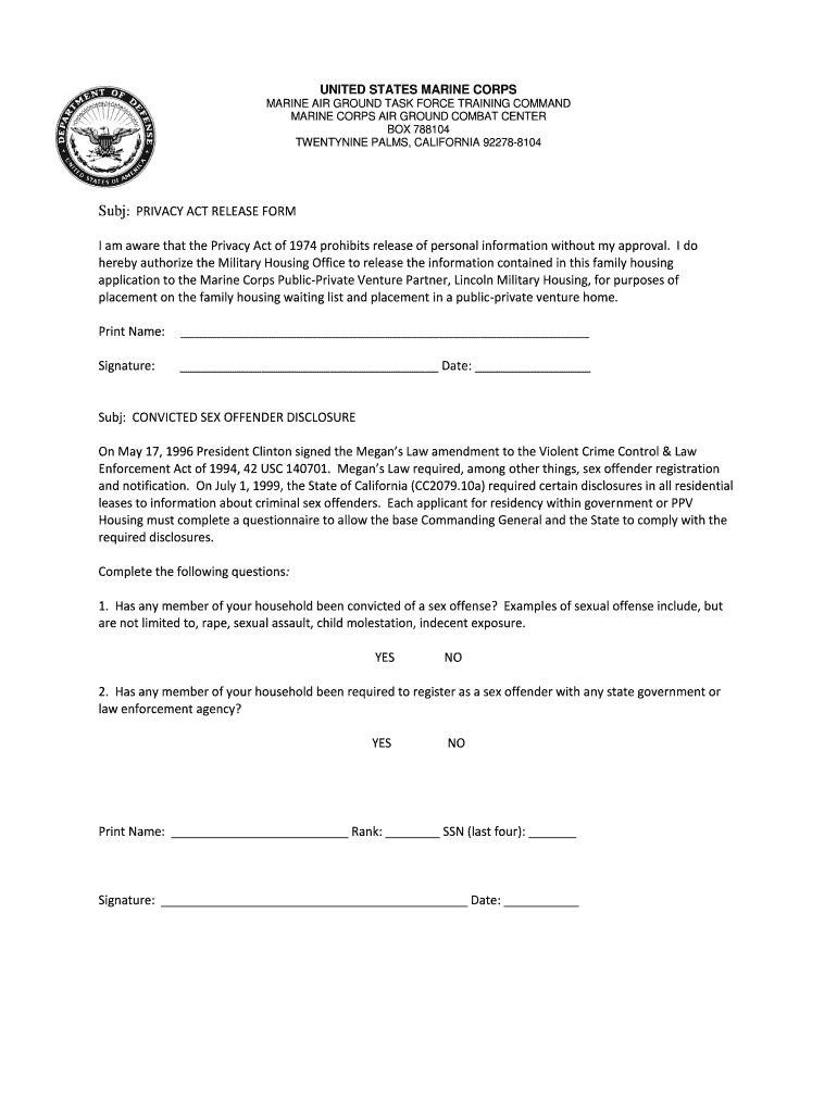 Fillable Online UNITED STATES MARINE CORPS MARINE AIR GROUND TASK FORCE ...