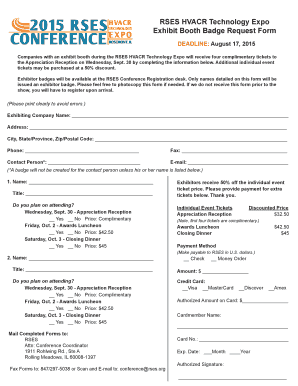 Fillable Online rses CONFERENCE EXPO - rses Fax Email Print - pdfFiller