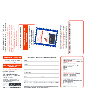 Fillable Online rses Expo pass 14 single page rev - rses Fax Email ...