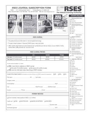 Fillable Online rses RSES JOURNAL SUBSCRIPTION FORM - rses Fax Email ...