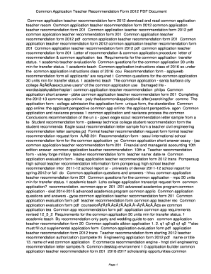 Fillable Online tfdt Common Application Teacher Recommendation Form ...