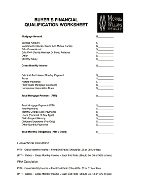 Fillable Online Buyers Financial Qualification Worksheet.doc Fax Email ...