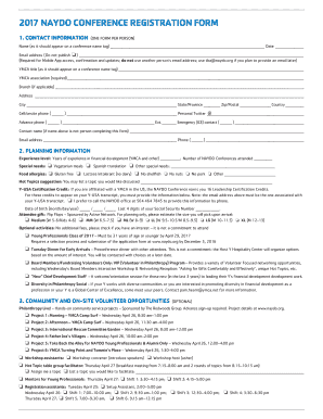 Fillable Online 2017 NAYDO CONFERENCE REGISTRATION FORM Fax Email Print ...