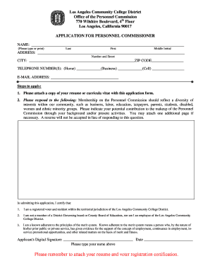 Fillable Online laccd ResumeAttachmentFormCommissioner.doc Fax Email ...