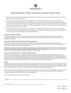 Fillable Online masters Degree Completion Program: Satisfactory ...