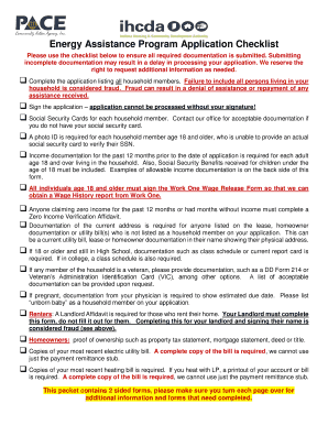 Fillable Online Energy Assistance Program Application Checklist Fax ...