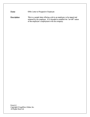 Fillable Online 8.3 Offer Letter to Prospective Employee.doc Fax Email ...