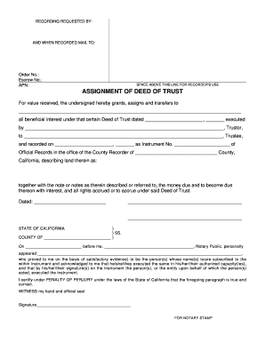 Fillable Online ASSIGNMENT OF DEED OF TRUST - Amerilink Escrow Fax ...