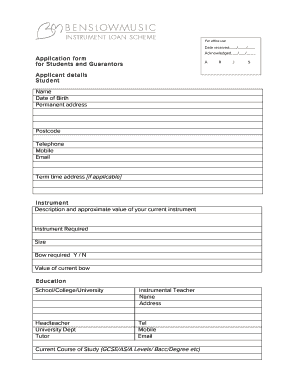 Fillable Online benslowmusic-ils for Students and Guarantors ...