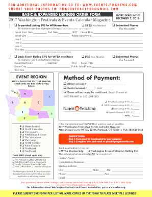 Fillable Online BASIC & EXPANDED LISTINGS ORDER FORM ENTRY DEADLINE IS ... Fax Email Print ...