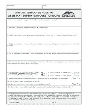 Fillable Online jobs mtbaker ASSISTANT SUPERVISOR QUESTIONNAIRE Fax ...