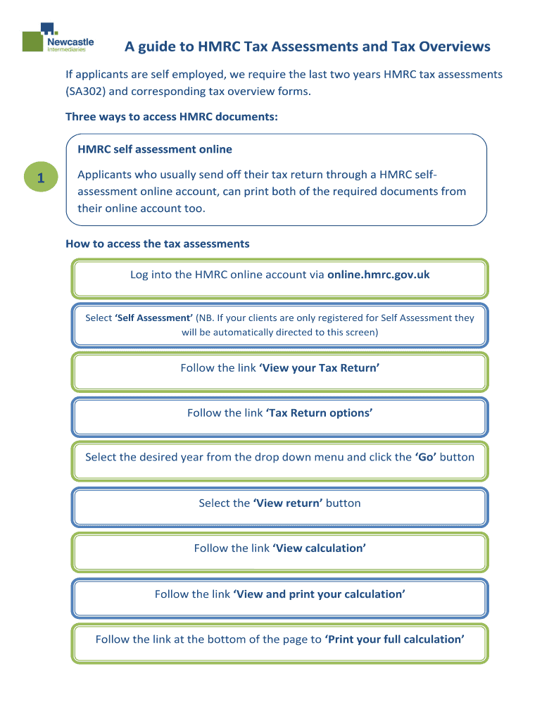 Fillable Online A guide to HMRC Tax Assessments and Tax Overviews Fax ...