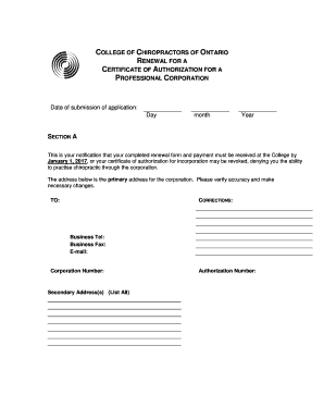 Fillable Online CERTIFICATE OF AUTHORIZATION FOR A Fax Email Print ...