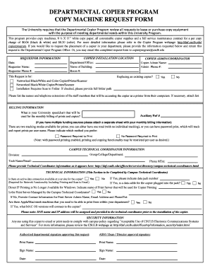 Fillable Online daf csulb Copy Machine Request Form Fax Email Print ...
