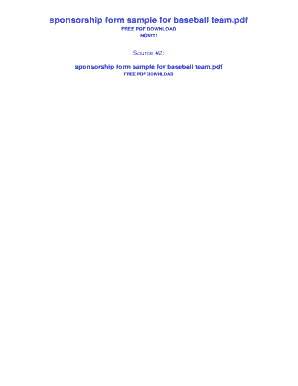 Fillable Online sponsorship form sample for baseball team - Bing Fax ...