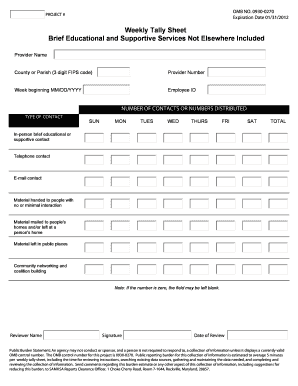 Fillable Online ccpdata Weekly Tally Sheet Fax Email Print - pdfFiller