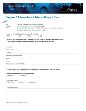 Fillable Online Empower 3 Software Feature Release 3 Request Form ...