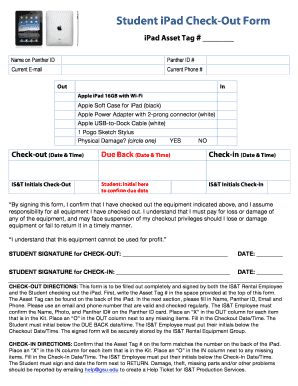 Fillable Online events educause Student iPad Check-Out Form - Educause ...
