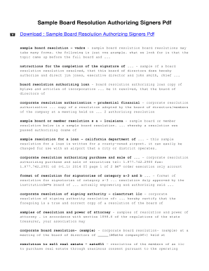 Fillable Online danone hol Sample Board Resolution Authorizing Signers ...