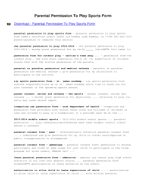 Fillable Online danone hol Parental Permission To Play Sports Form ...