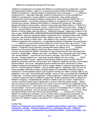 Fillable Online tuad Affidavit Of Unemployment Sample PDF ...