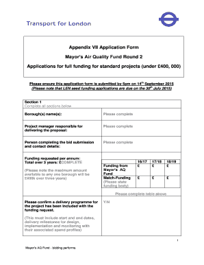 Fillable Online Appendix VII Application Form Mayor's Air Quality ...
