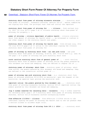 Fillable Online danone hol Statutory Short Form Power Of Attorney For ...