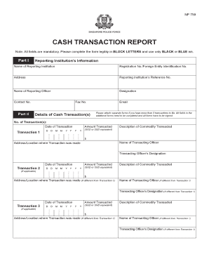 Cash Transaction Report Singapore - Fill Online, Printable, Fillable ...