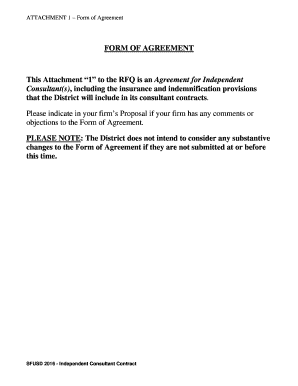 Fillable Online sfusd Attachment 1 - Form of Agreement Fax Email Print ...