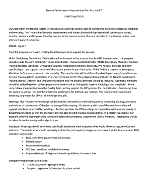 Fillable Online Trauma Performance Improvement Plan Past the ED Fax ...