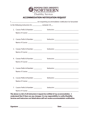 Fillable Online msun ACCOMMODATION NOTIFICATION REQUEST Fax Email Print ...