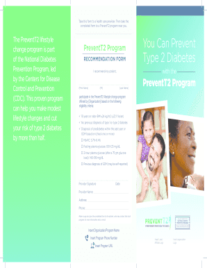 Fillable Online cdc You Can Prevent Type 2 Diabetes with the Prevent T2 ...