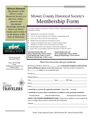 Fillable Online mowercountyhistory Membership Form - Mower County Historical Society ...
