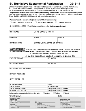 Fillable Online Children receive the Sacrament of First Reconciliation (Confession) and First ...